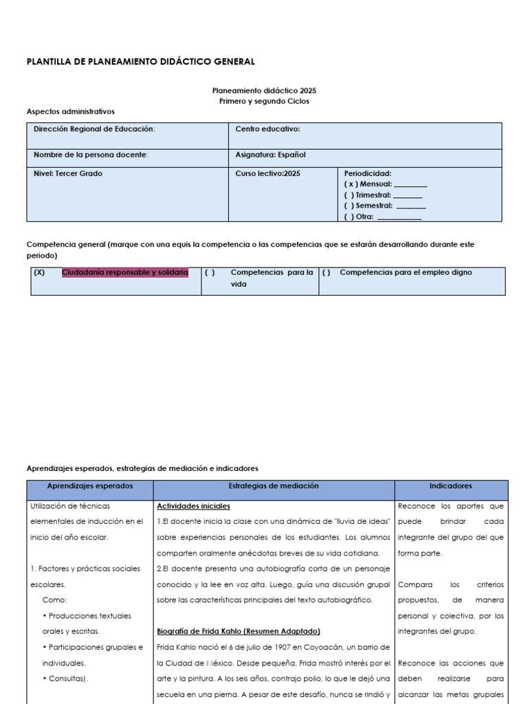 Planeamiento Español Febrero Tercer Grado | PDF | Maestros