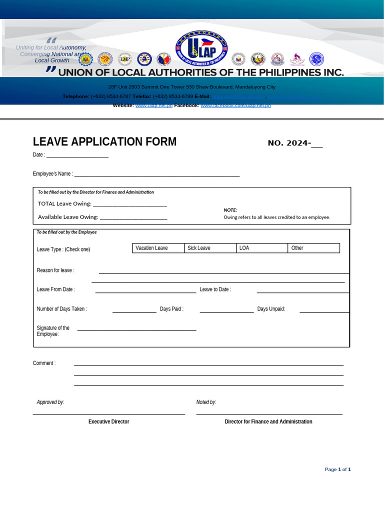 Leave Application Form | PDF