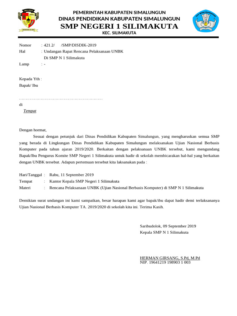 Undangan Rapat Rkas | PDF