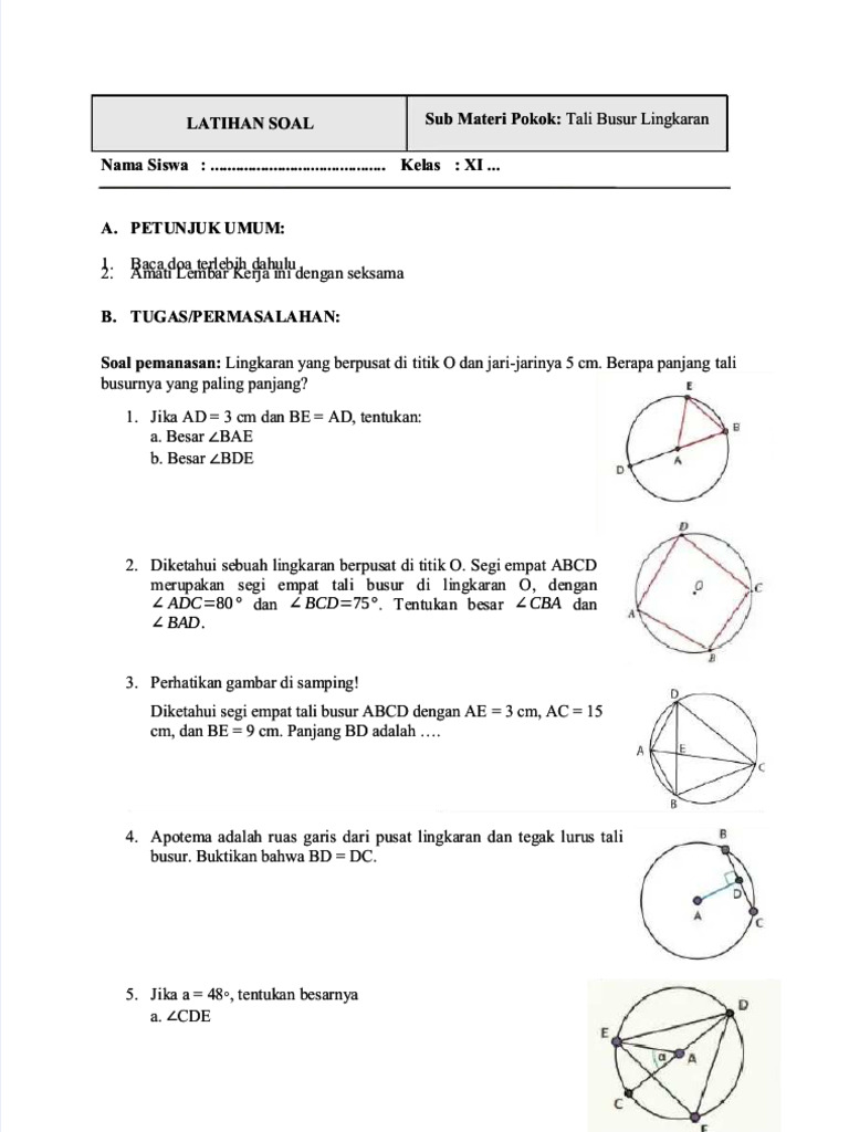 PDF Bab 2 Latihan Soal Tali Busur - Compress | PDF
