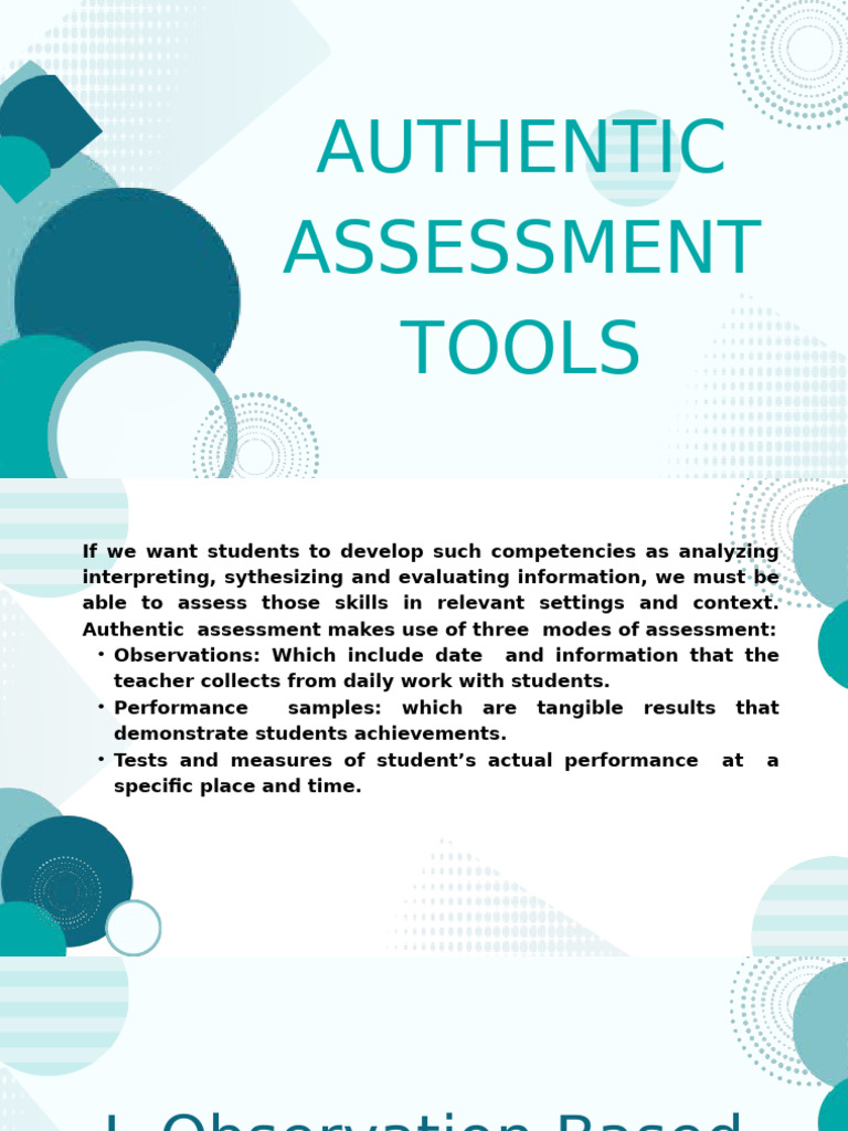 AUTHENTIC-ASSESSMENT-TOOLS | PDF | Educational Assessment | Behavior Modification