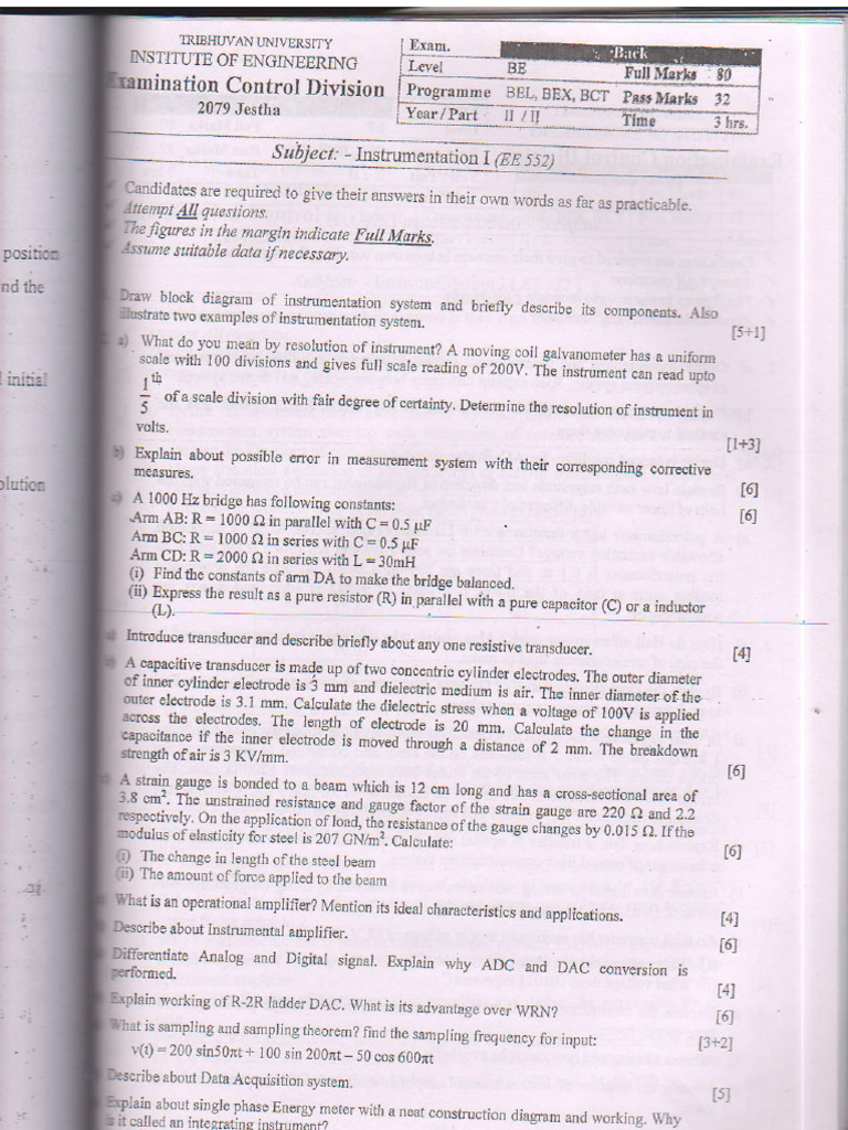 instru question | PDF | Analog To Digital Converter | Electricity