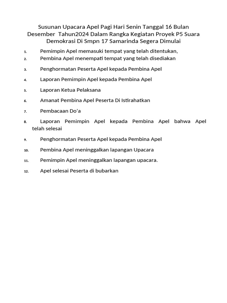 Susunan Apel Pagi | PDF