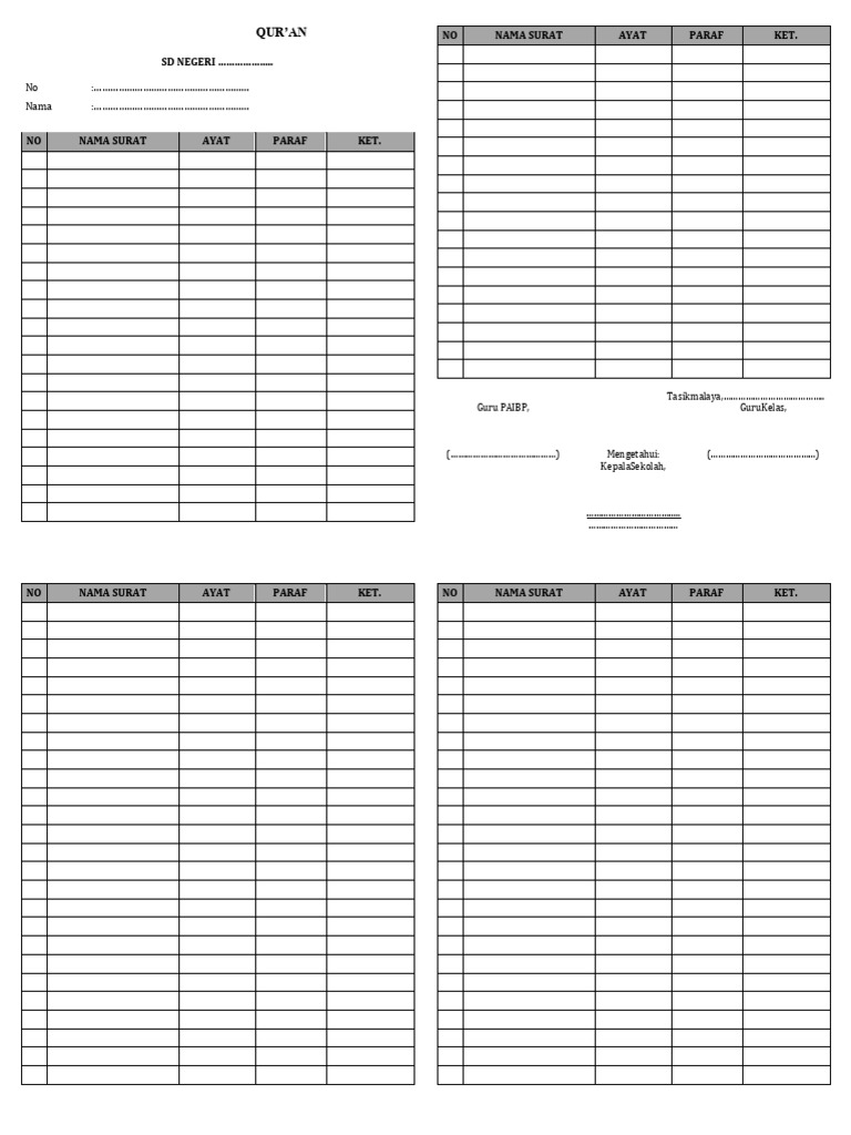 Buku Hafalan Siswa - KKG PAI - KAWALU - 2 | PDF