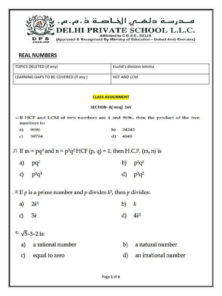 Maths-Assignment-Real Numbers | PDF | Numbers | Prime Number