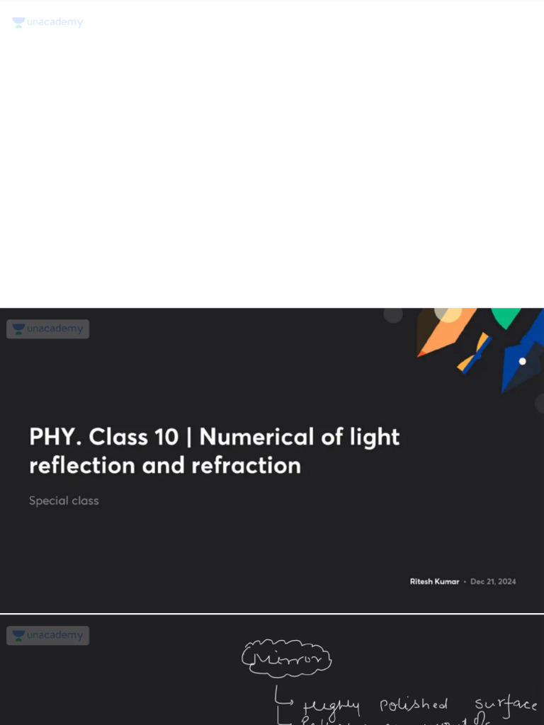 PHY Class 10 Numerical of Light Reflection and Refraction With Anno | PDF