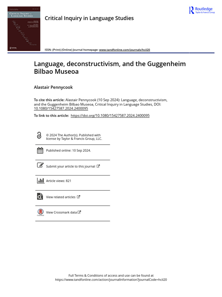 Language Deconstructivism and The Guggenheim Bilbao Museoa | PDF ...