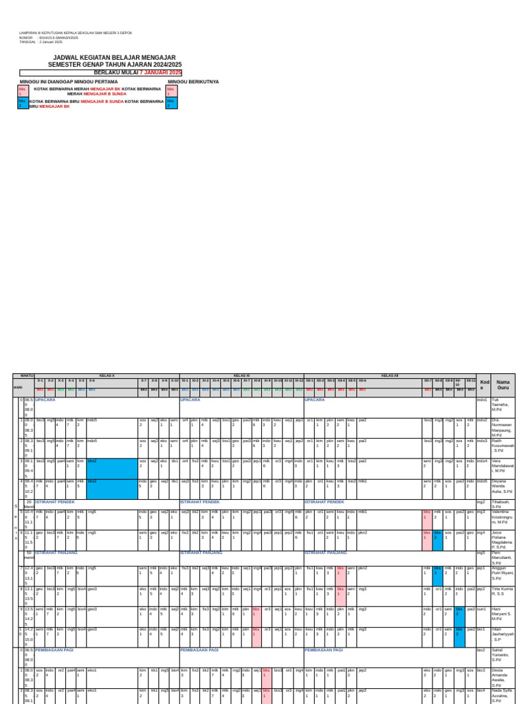 Lamp 3 Jadwal KBM Genap 2425 | PDF