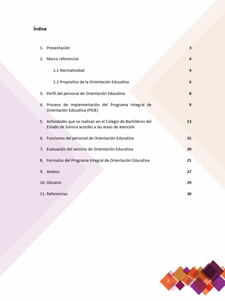 Programa Integral de Orientación Educativa | PDF