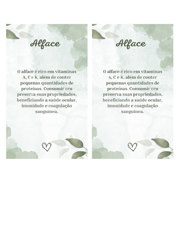Card - Alface (Impressão Normal) | PDF