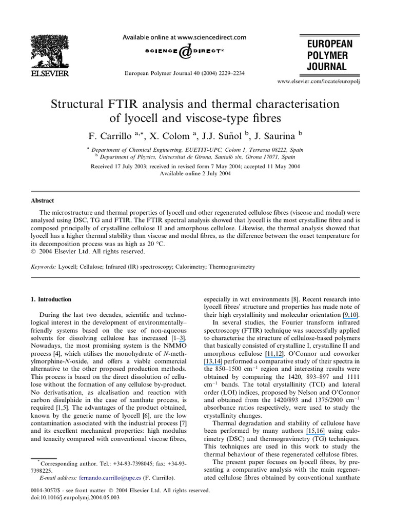 Structural FTIR Analysis and Thermal Cha | PDF | Rayon | Differential Scanning Calorimetry