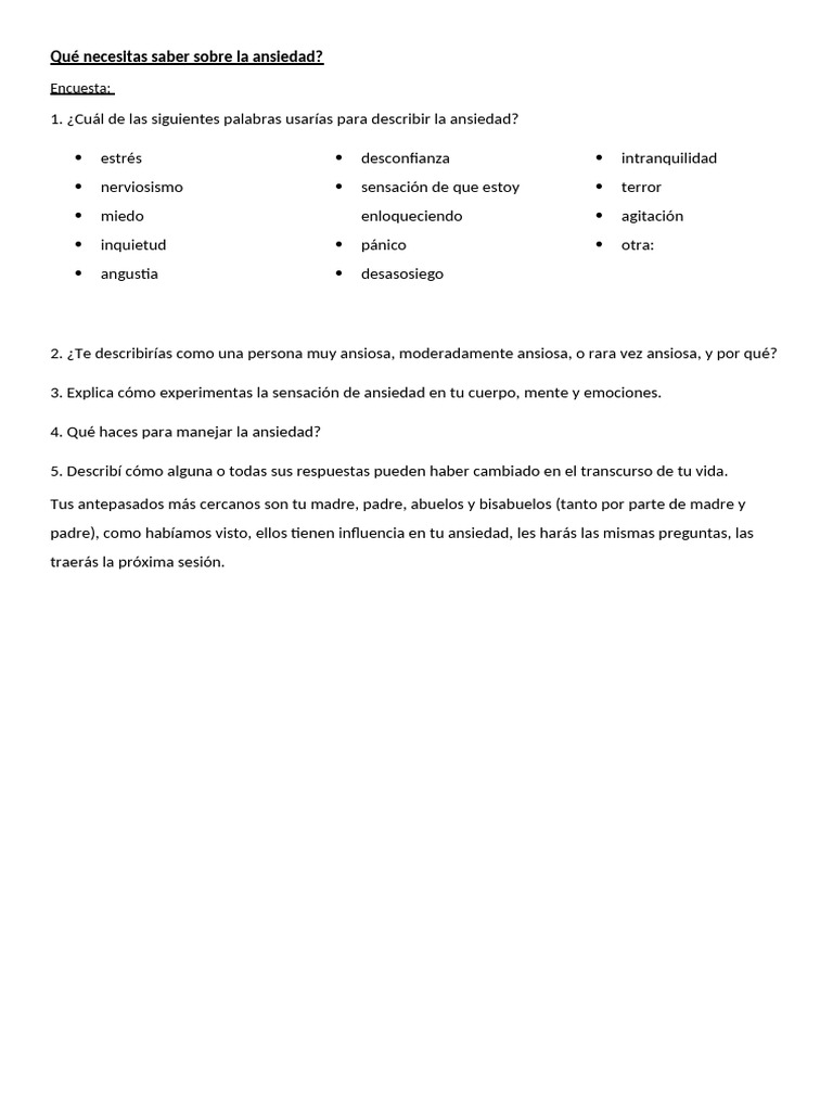 El Libro de Ejercicios de Ansiedad para Adolescentes Formulario para ...