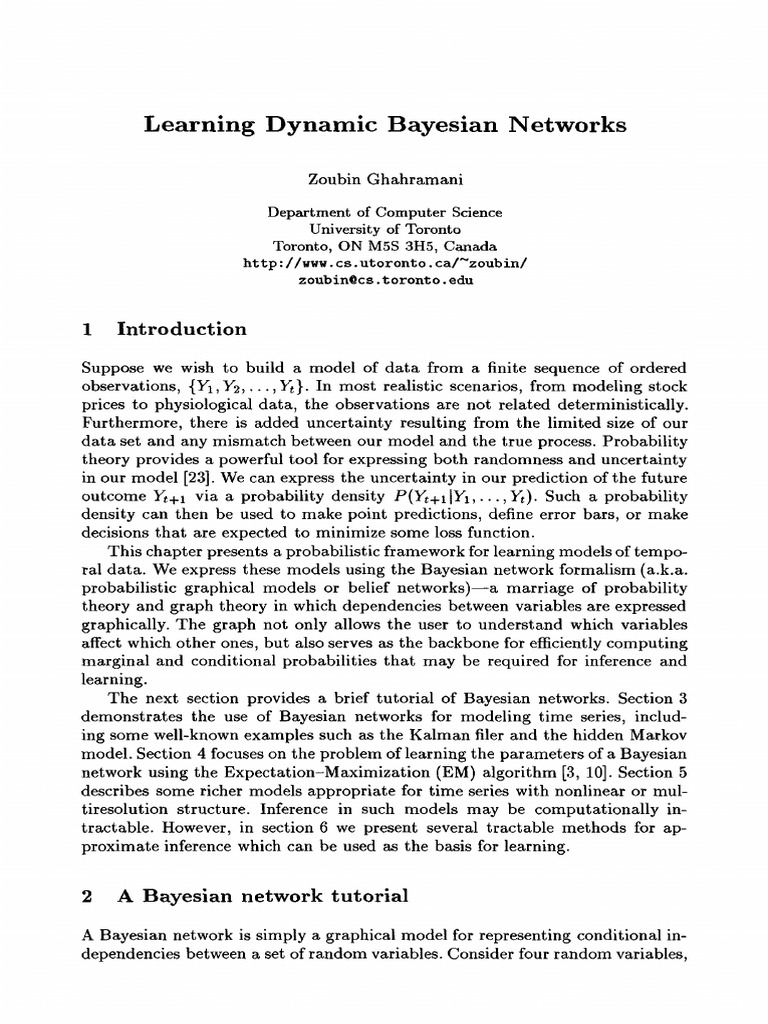 BN DBN SSM HMM - ghahramani | PDF | Bayesian Network | Bayesian Inference