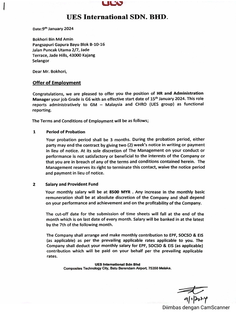 Offer Letter Signature | PDF