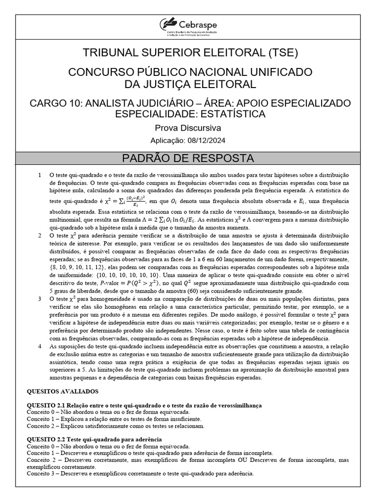 Testes Qui-Quadrado e Verossimilhança | PDF | Distribuição Qui Chi ...