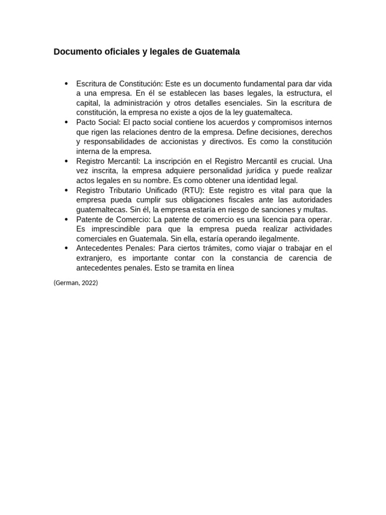 Documento Oficiales y Legales de Guatemala | PDF
