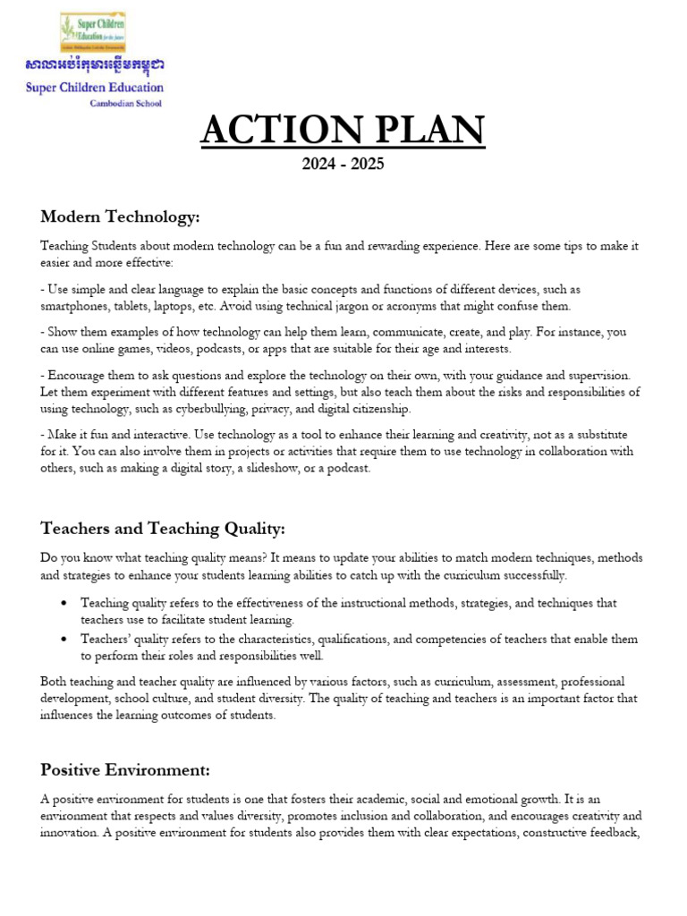 ACTION PLAN | PDF | Motivation | Motivational
