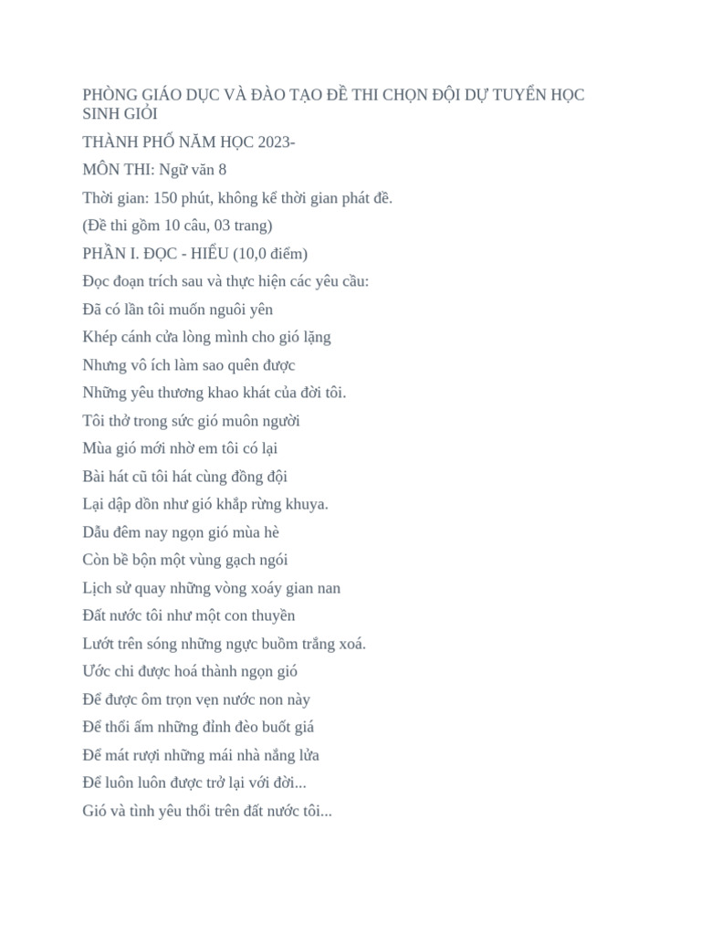 ĐỀ HSG VĂN 8- PHÂN TCHS TRUYỆN ANH HAI | PDF