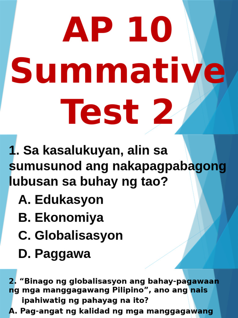 AP 10 Summative Test 2 | PDF