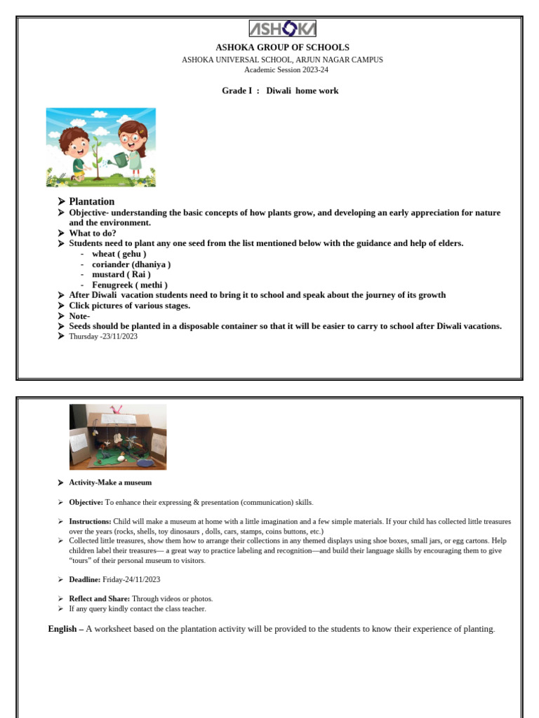 Grade 1 Diwali Home Work | PDF