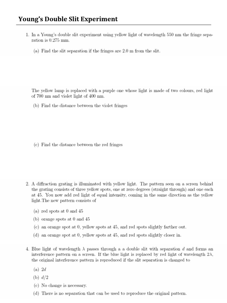 Young's Double Slit Qs | PDF