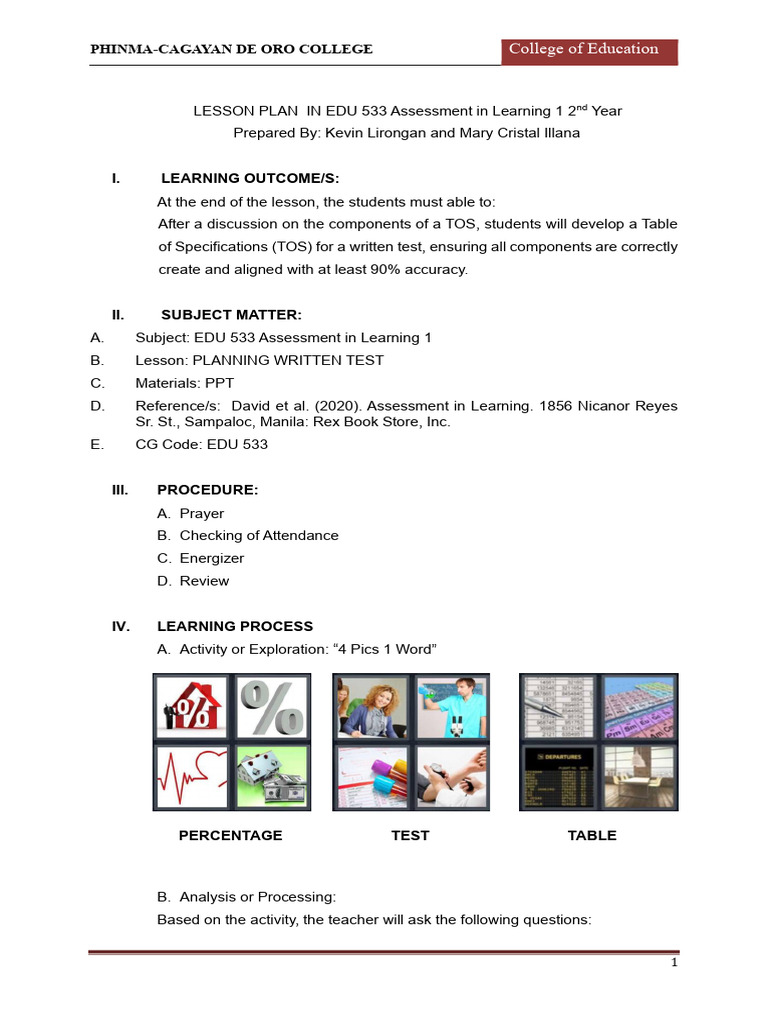 Not Final LP-DeVELOP Objective | PDF | Multiple Choice | Educational ...