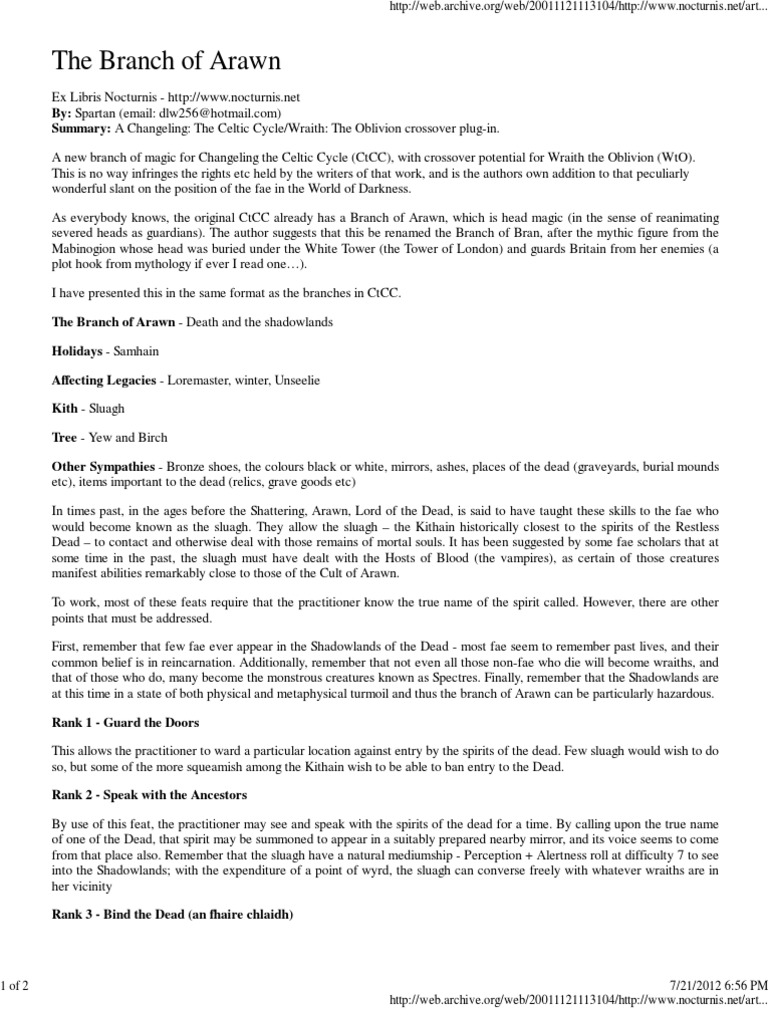 Changeling: The Celtic Cycle - The Branch of Arawn | PDF | Mythology ...