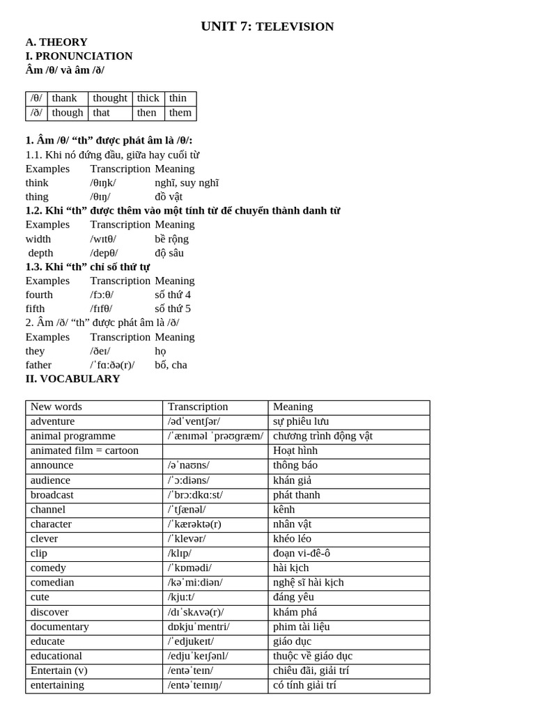 UNIT 7 Grade 6 | PDF