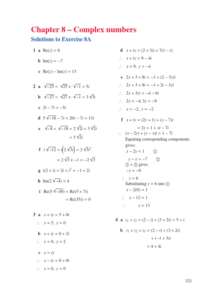Complex Numbers: Exercise Solutions | PDF | Classes Of Computers