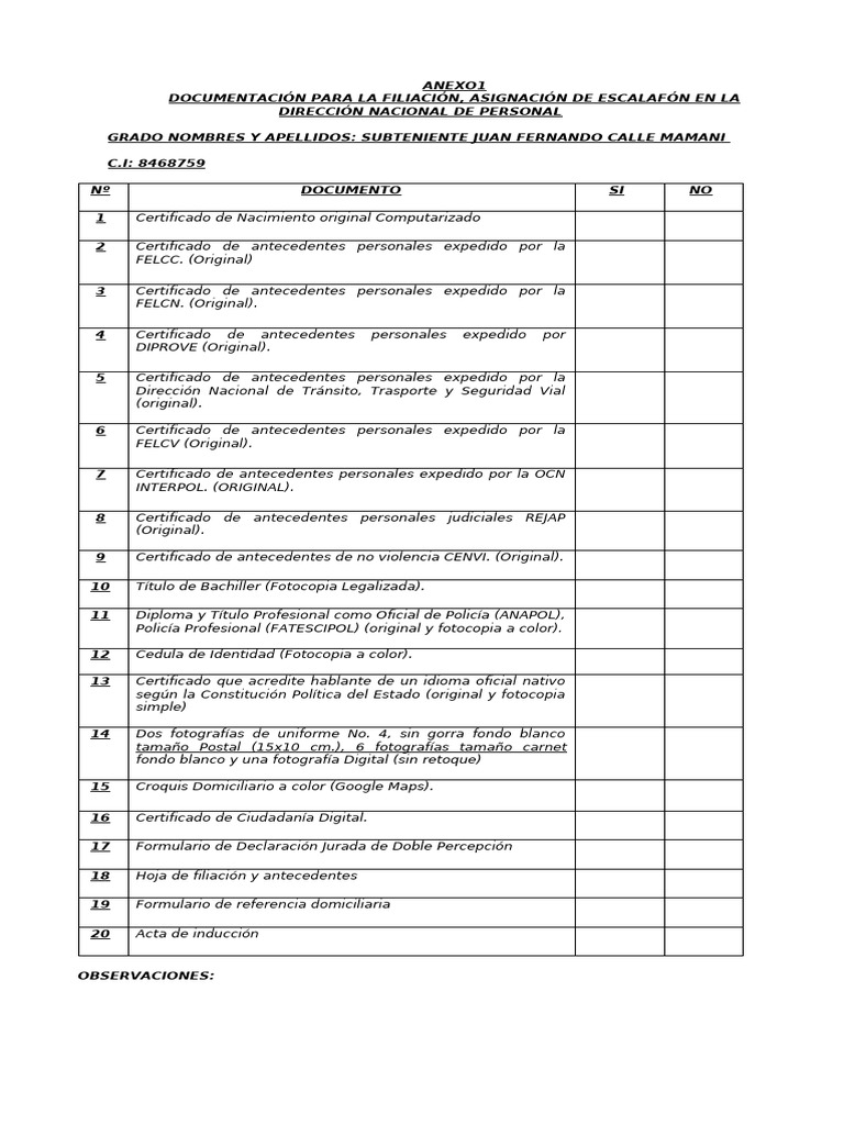 Check List Docu-1 | PDF