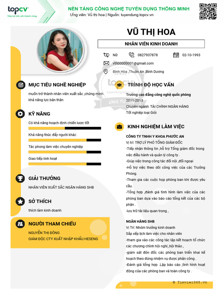 V TH HOA: Trình H CV N M C Tiêu NGH Nghi P | PDF