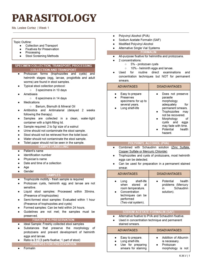 Parasitology Lab.docx | PDF | Staining | Fixation (Histology)
