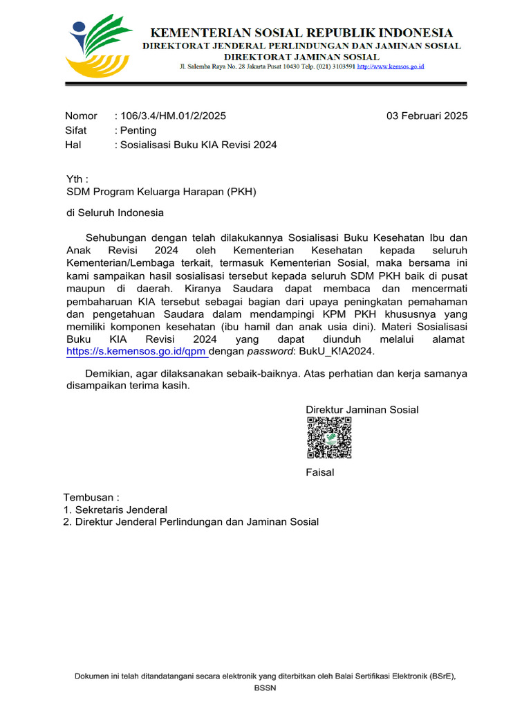 106, KPD SDM PKH Selindo - Sosialisasi Buku Kia Revisi 2024 | PDF