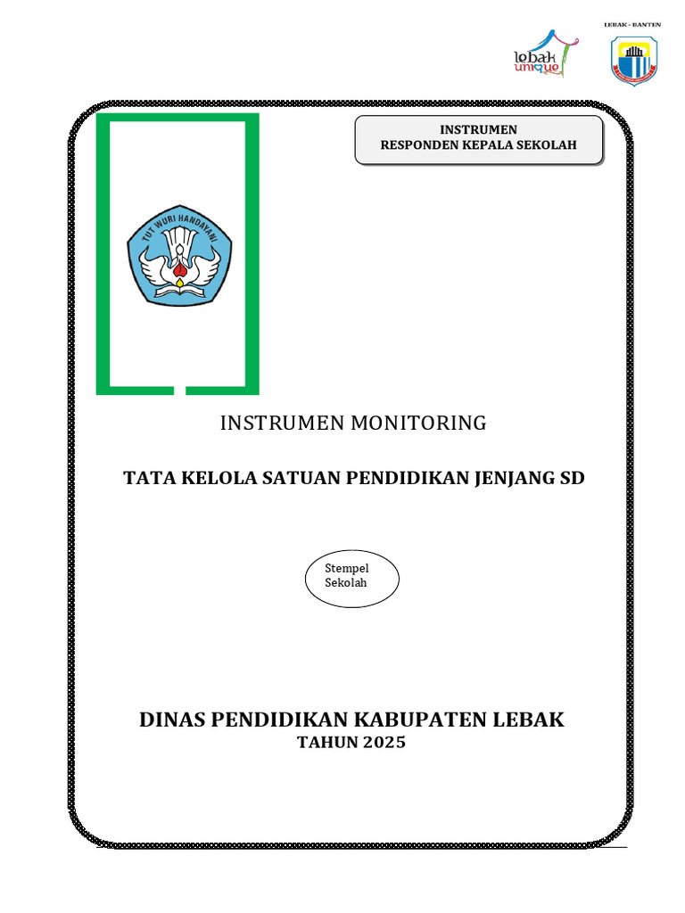 3. Instrumen Monev Tata Kelola SD Tahun 2025 | PDF