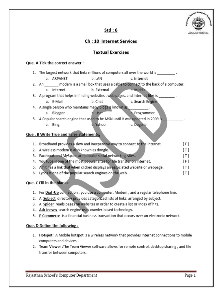 std-6-ch-10 | PDF | Internet | Computer Network