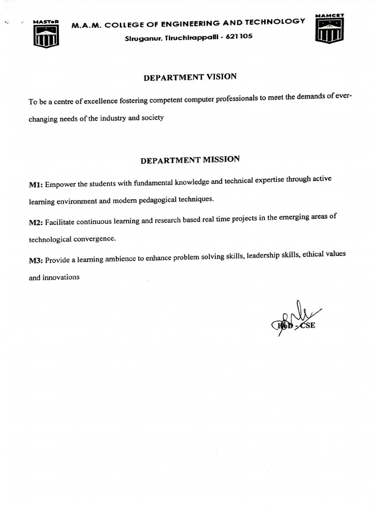 Cse Vision Mission | PDF