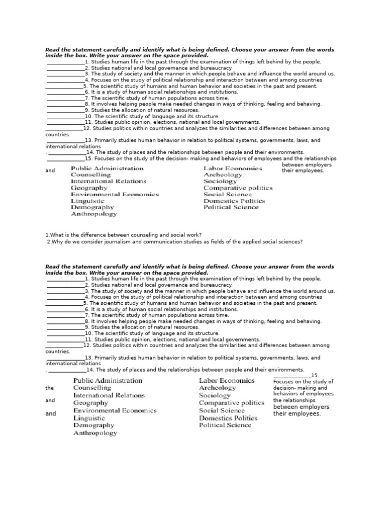 Read The Statement Carefully and Identify What Is Being Defined | PDF ...