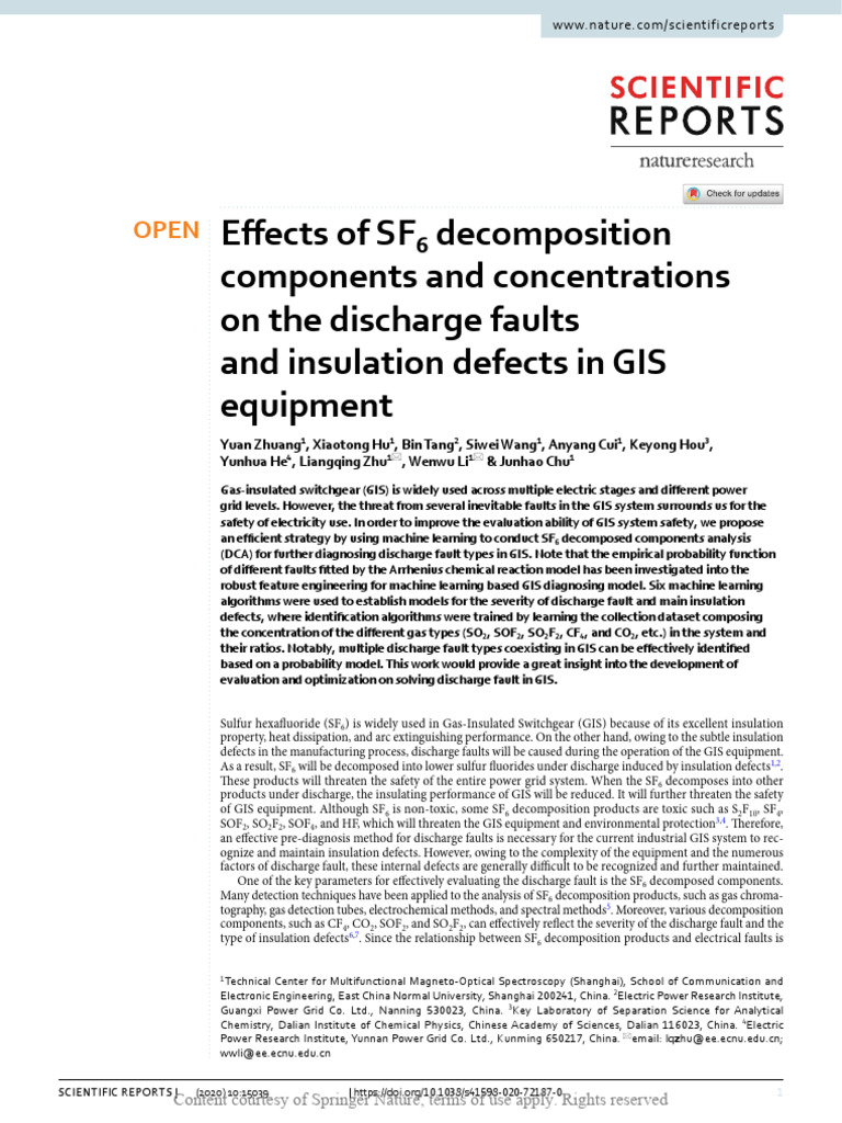 Effects of SF6 Decomposition Components and Concen | PDF | Machine ...