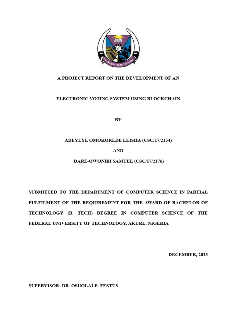 Electronic Voting System using Blockchain (1) | PDF | Key (Cryptography) | Public Key Cryptography