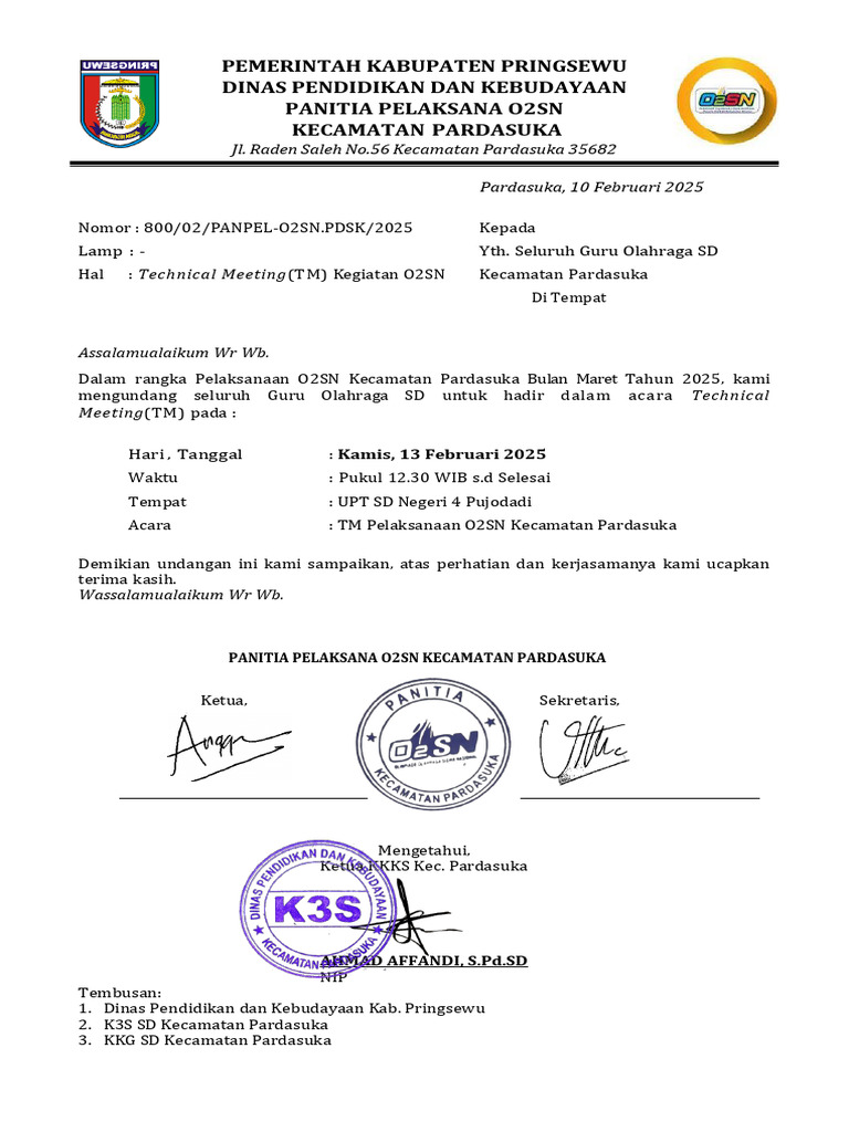 Undangan Tm o2sn - 2024 | PDF