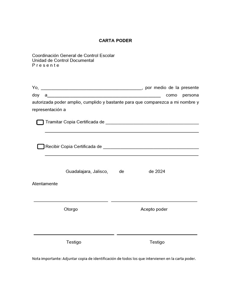 Carta Poder Copia Certificada | PDF