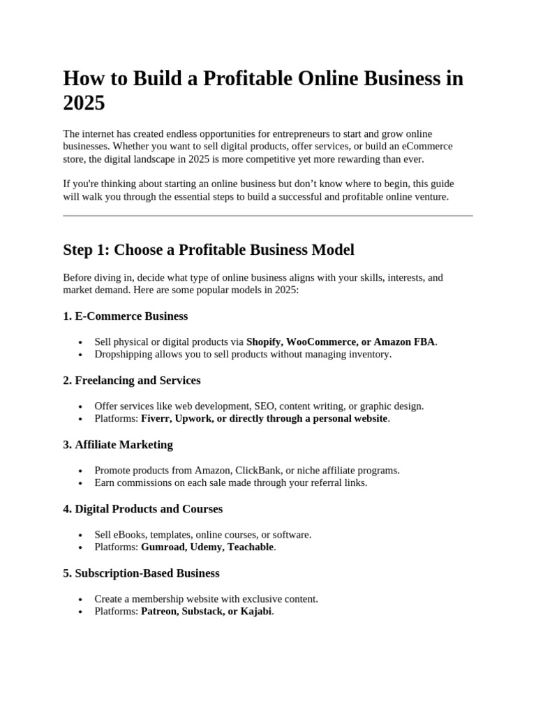 Building a Profitable Online Business 2025 | PDF | Marketing | Search ...