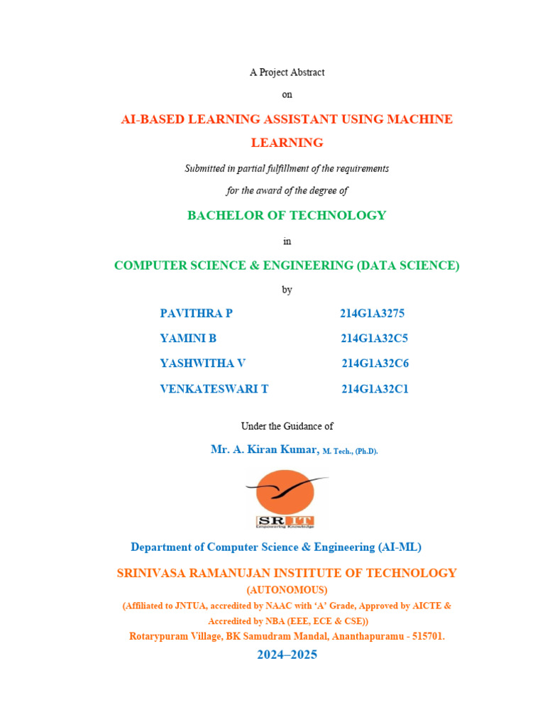 AI Based Learning Abstract | PDF | Machine Learning | Computer Science