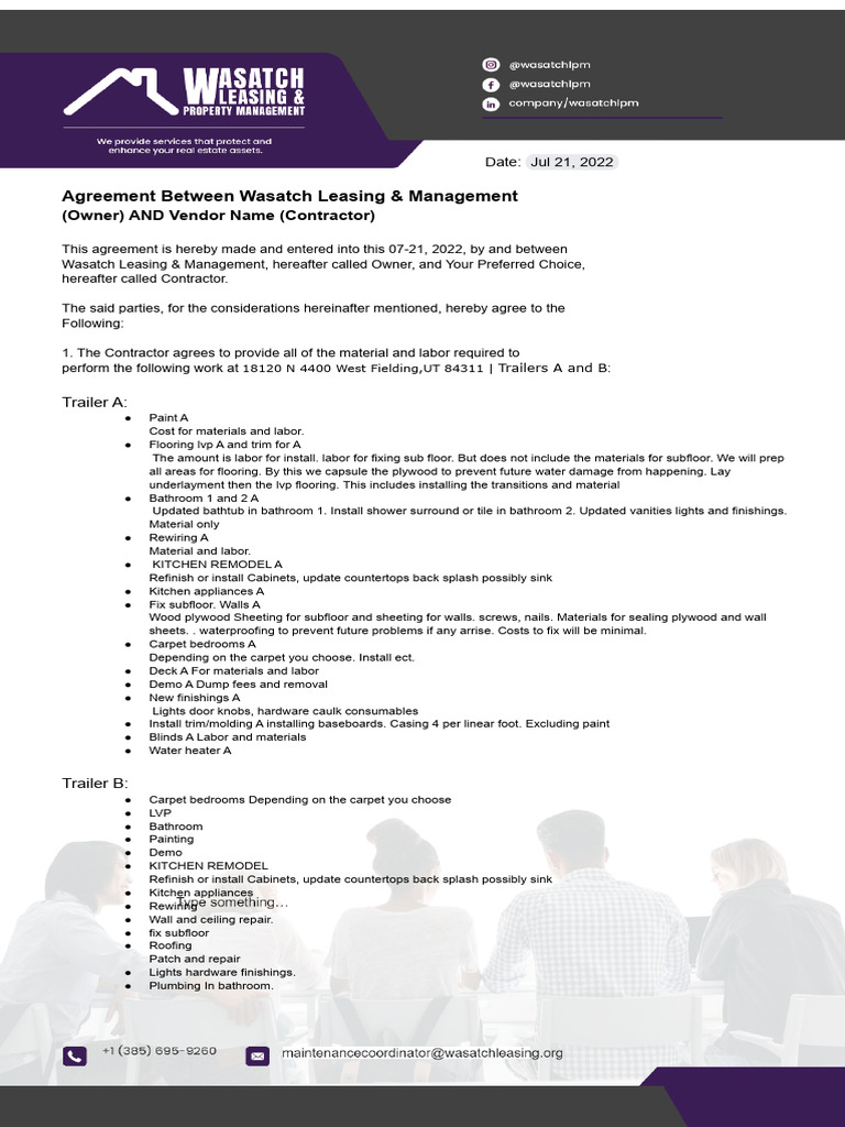 Contractor Agreement 75%DP (1) | PDF | Bathroom | Countertop