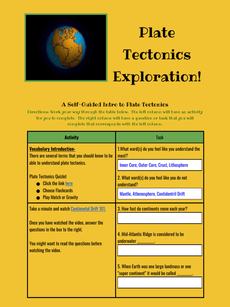 Breelyn Pogue - Intro to Plate Tectonics Hyperdoc | PDF | Plate ...