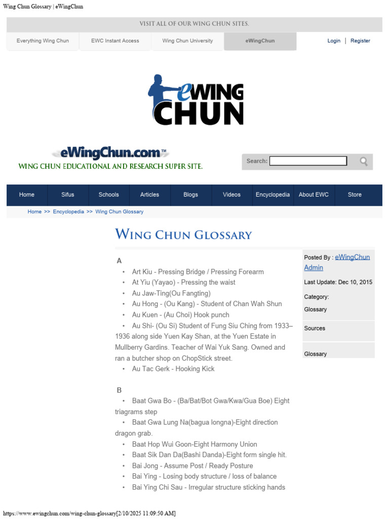 Wing Chun Glossary EWingChun | PDF | Wing Chun | East Asian Martial Arts
