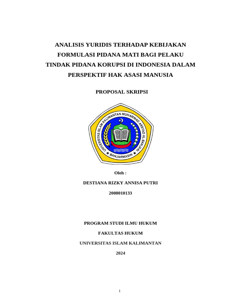 PROPOSAL SKRIPSI DESTIANA RIZKY - 2008010133 (Pengajuan Edit) | PDF