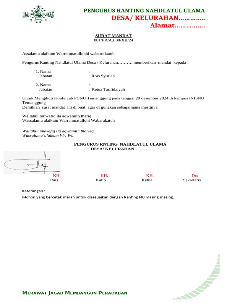 Surat Mandat Ranting | PDF