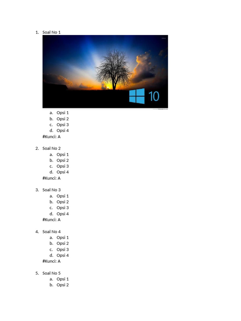 Format Penulisan Soal - Standar | PDF