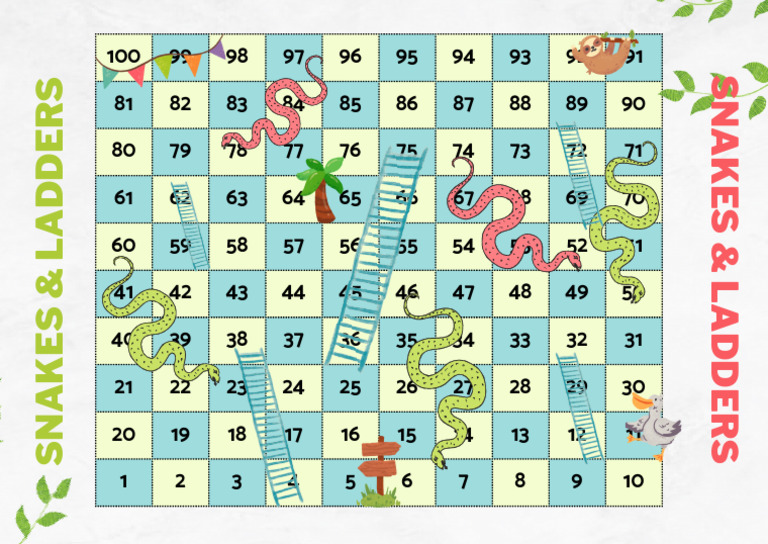 Snakes and Ladders Board Game A4 | PDF